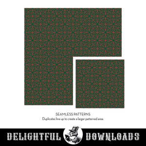 Red and Green Floral Digital Paper, 20 Green and Red Floral Digital ...