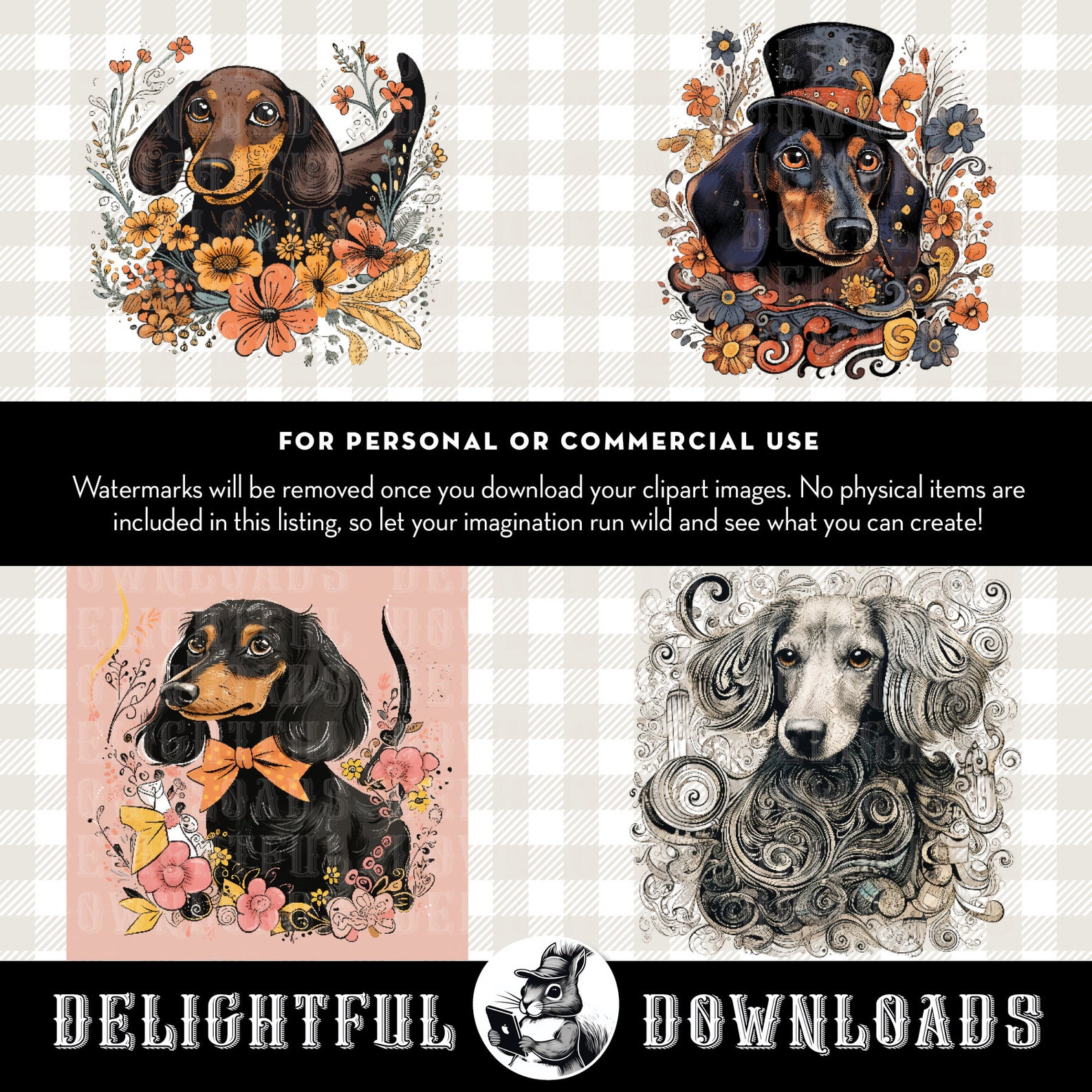 Dachshund Clipart | Cute Dog Clipart | Digital Download | Doxie Bundle ...