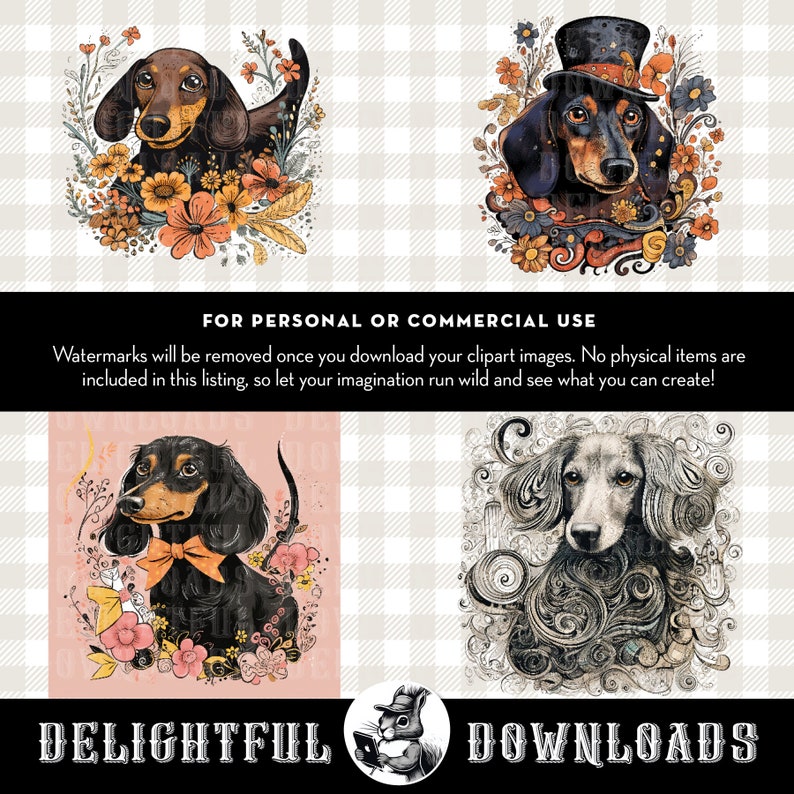 Dachshund Clipart | Cute Dog Clipart | Digital Download | Doxie Bundle ...