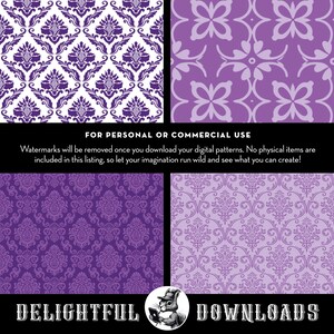 Purple Floral Digital Paper "20 VINTAGE Purples" With 20 Purple Floral ...