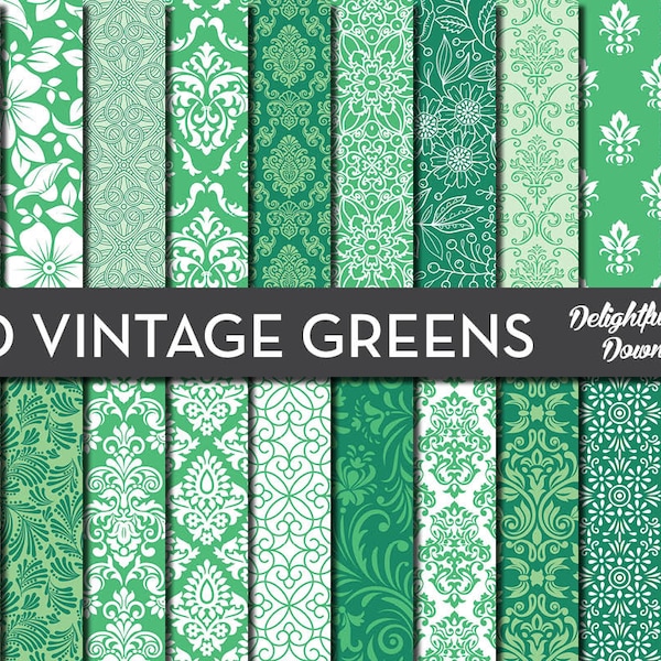 Green Damask Paper - Etsy
