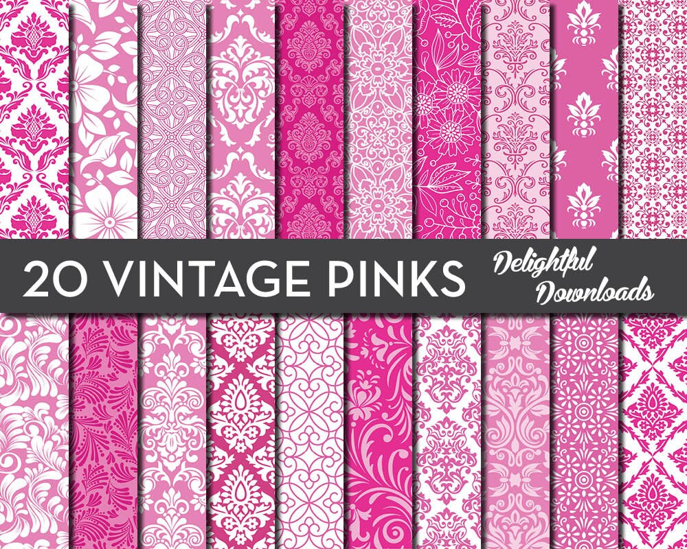 Pink Floral Digital Paper 20 VINTAGE Pinks With 20 - Etsy