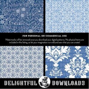 Blue Floral Digital Paper "20 VINTAGE Blues" With 20 Blue Floral Damask ...