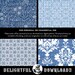 Blue Floral Digital Paper "20 VINTAGE Blues" With 20 Blue Floral Damask ...