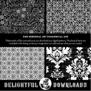 Vintage Black and White Digital Paper Set, Seamless Textures, Vintage ...