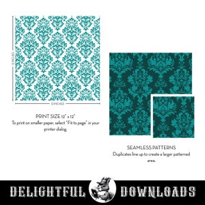 Teal Blue Green Floral Digital Paper 20 VINTAGE Teals With 20 Teal Blue ...