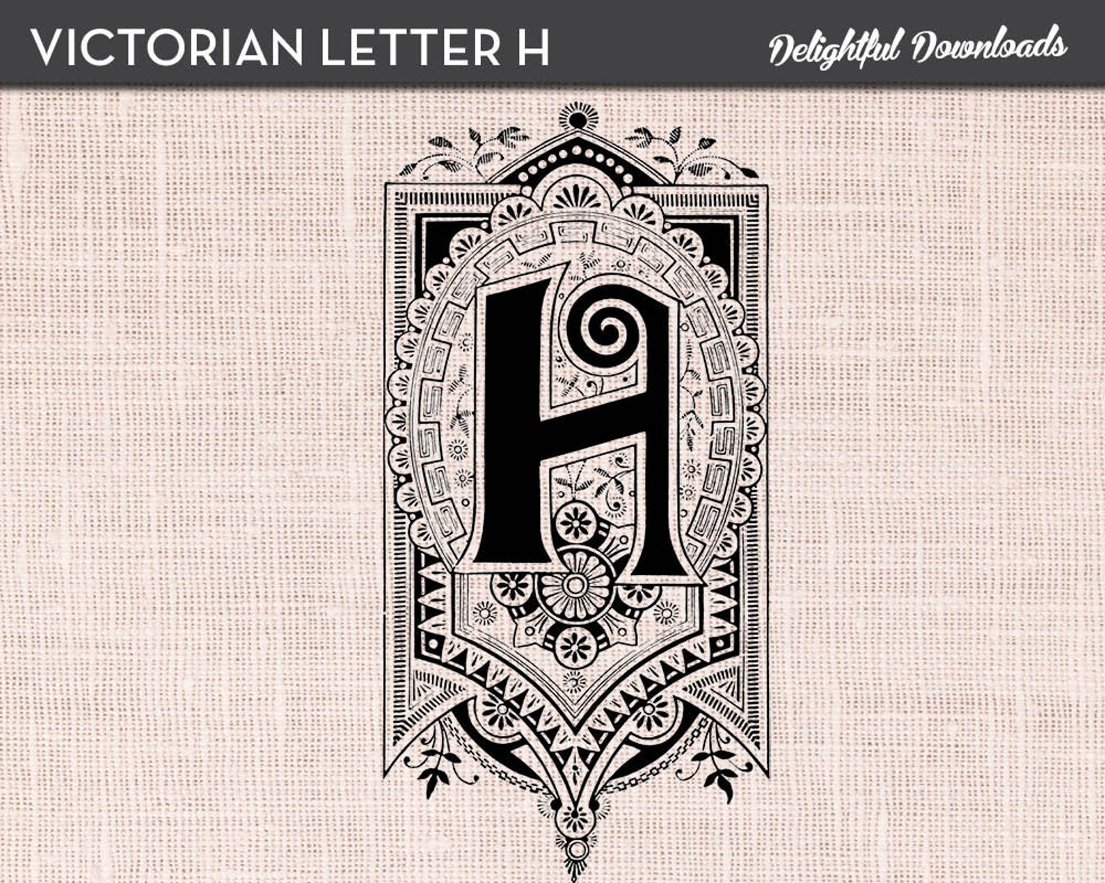 Letter H Victorian Engraved Alphabet Clip Art for Digital Collage or ...