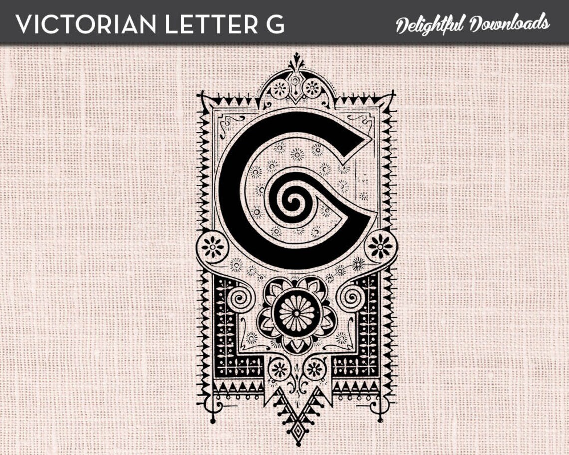 Letter G Victorian Engraved Alphabet Clip Art for Digital Collage or ...