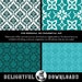 Teal Blue Green Floral Digital Paper "20 VINTAGE Teals" With 20 Teal ...