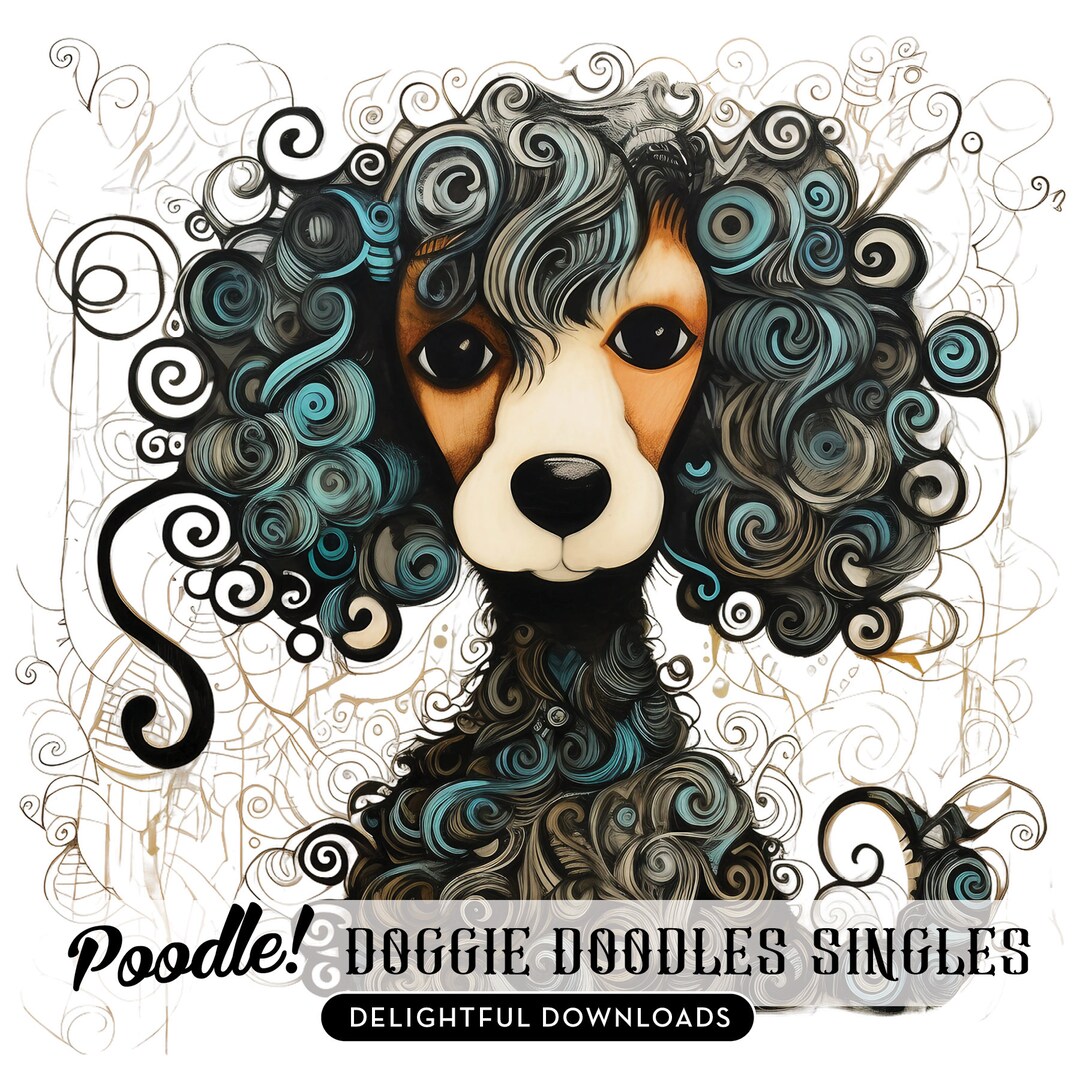 Single Poodle Clip Art Image, Doggie Doodle Drawing of a Poodle, Perfect for Crafts, Gifts ...