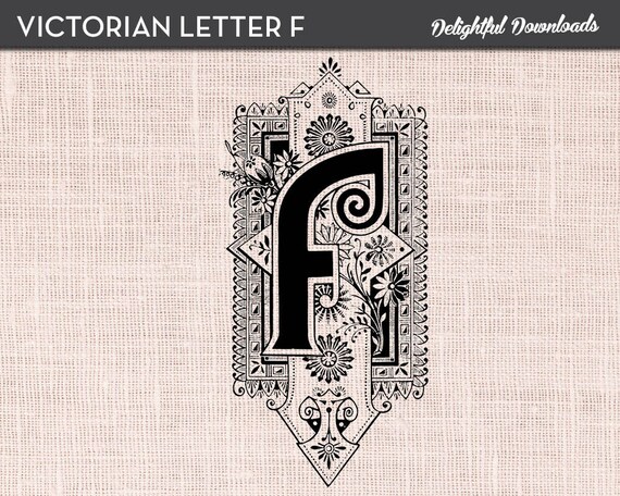 Letter F Victorian Engraved Alphabet Clip Art for Digital | Etsy