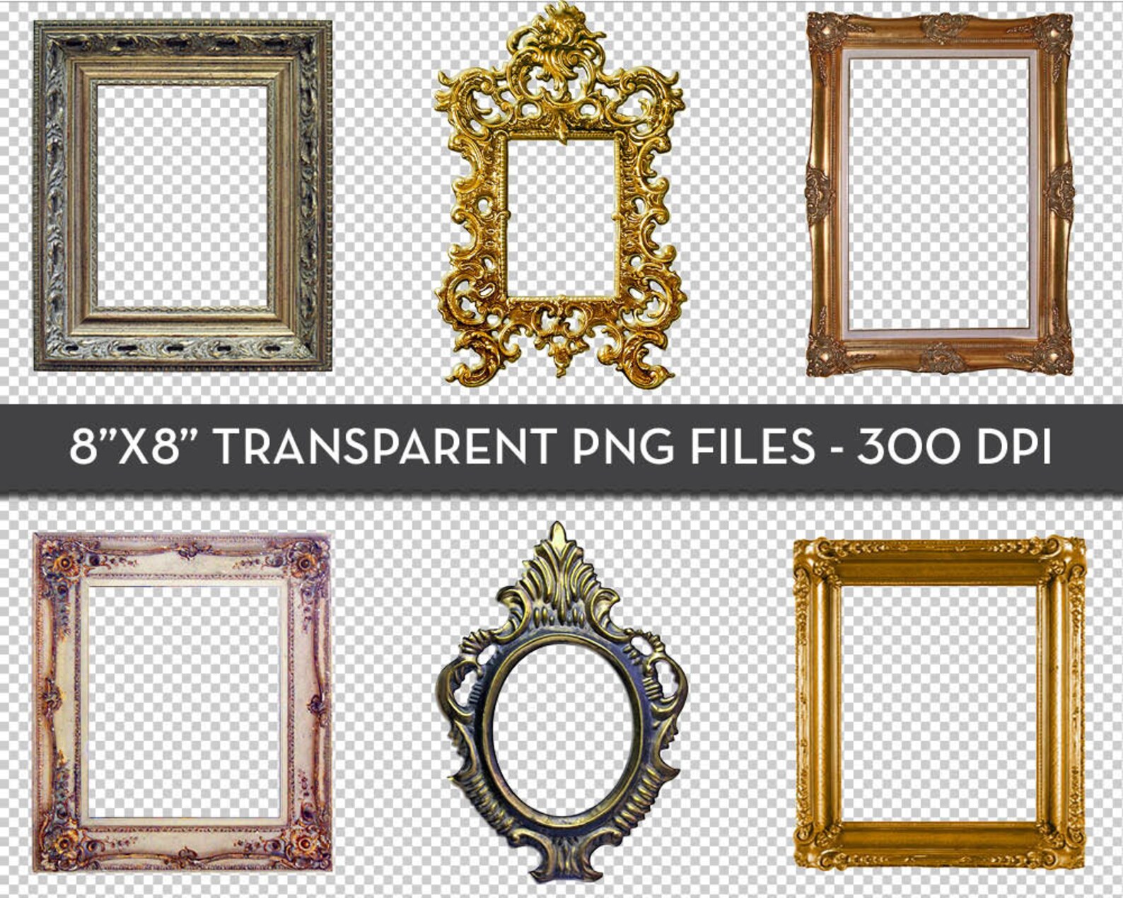 Antique Vintage Picture Frame Clip Art for Digital Collage ...