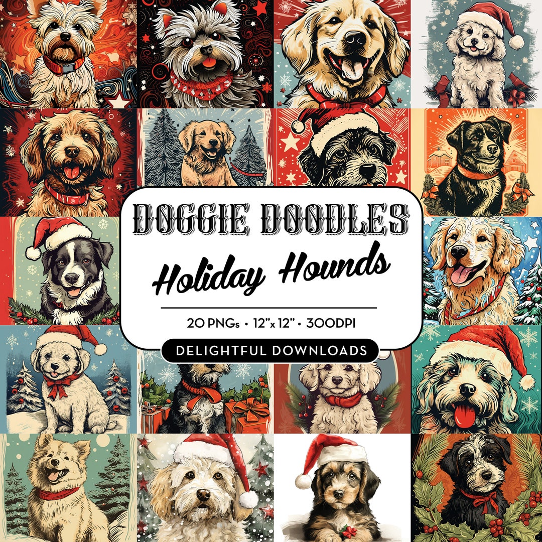 Holiday Dogs Clipart | Cute Dog Clipart | Digital Download | Holiday ...