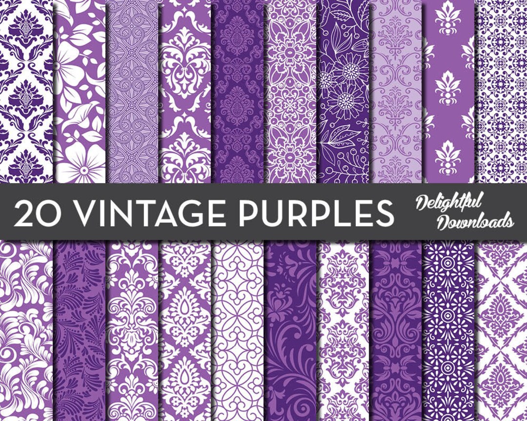 Purple Floral Digital Paper 20 VINTAGE Purples - Etsy