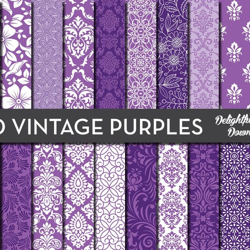Purple Floral Digital Paper 20 VINTAGE Purples - Etsy