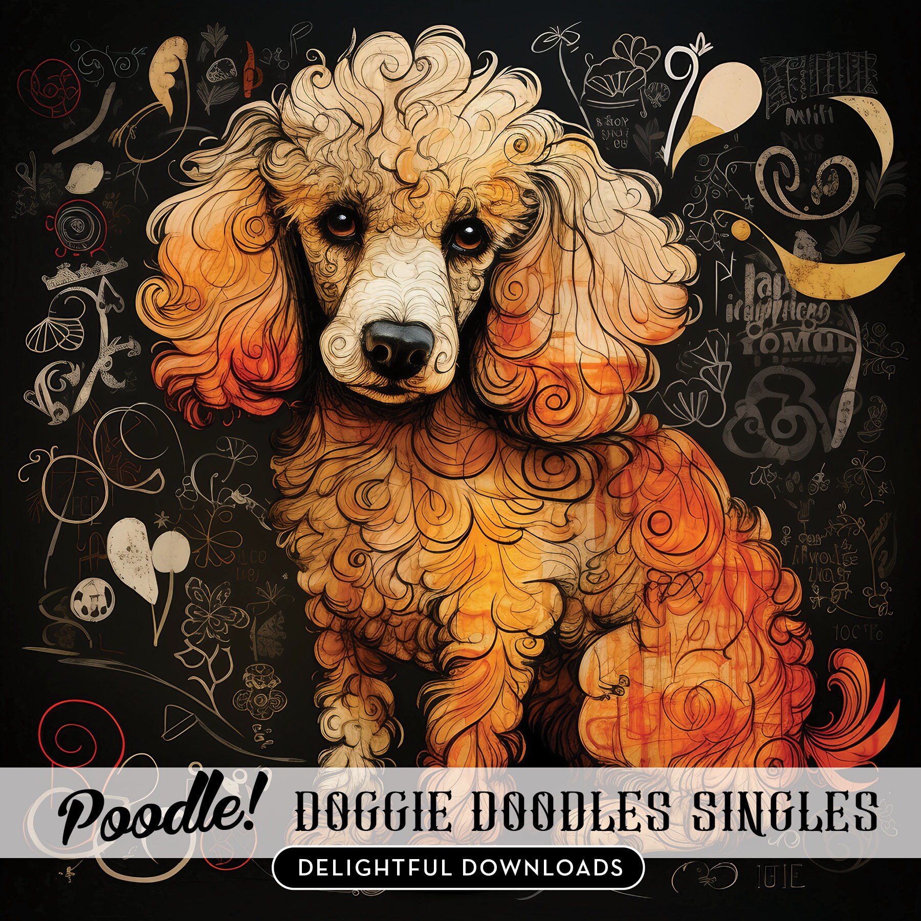 Single Poodle Clip Art Image, Doggie Doodle Drawing of a Poodle ...
