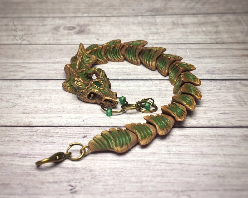 Forest Dragon Bracelet Fantasy Jewelry Green Gemstone Wristlet - Etsy