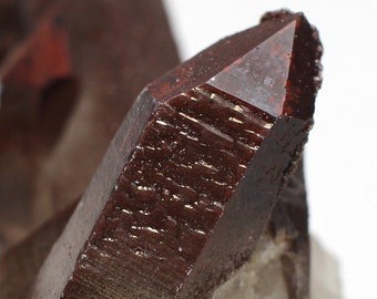 Red Quartz Cluster of Dark-red Hematite Phantom Quartz Crystals, From ...