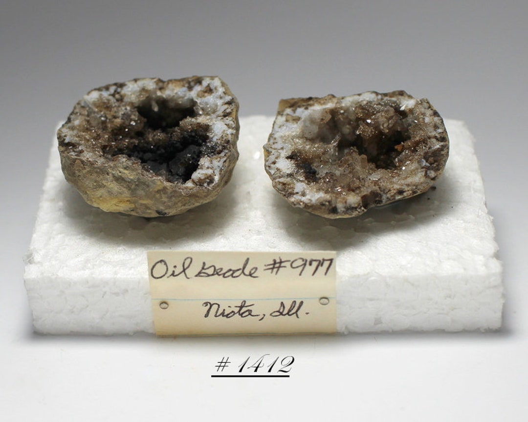 Oil Geode - All-natural, Oil (bitumen) Containing Geode, Both Halves ...