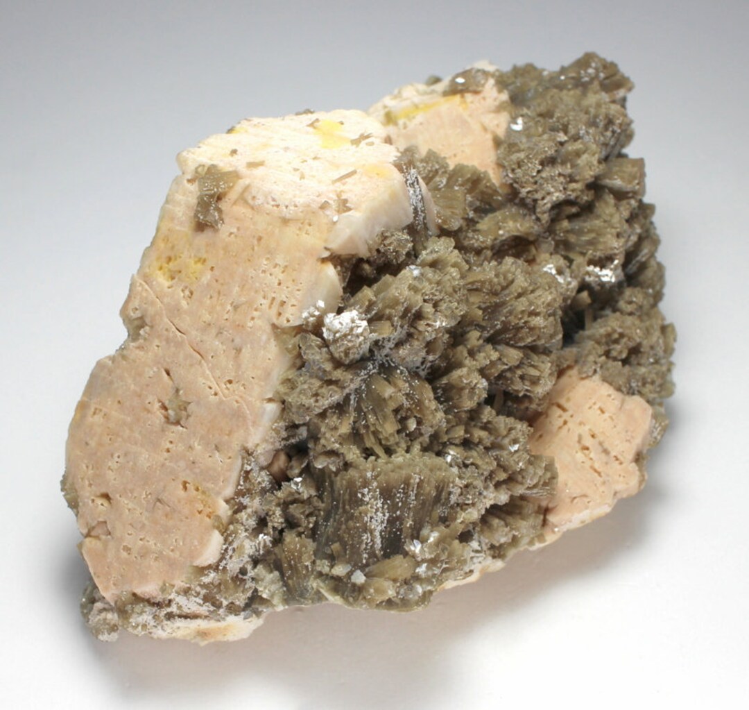 Uncommon Crystal Combination Piece of Pink Feldspar and Yellow-green ...