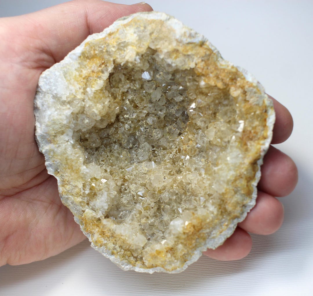 KEOKUK GEODE - Large Pretty Calcite and Quartz Geode Half, From Keokuk ...