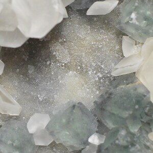 Fluorite, Calcite, Quartz Large Specimen of Blue-green Fluorite Cubes ...