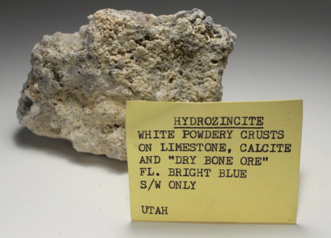 Rare Blue Fluorescent Hydrozincite Mineral Specimen, From Hurricane ...