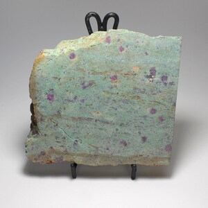 Thick Slab of Ruby red Corundum Crystals in Green Zoisite, Face ...