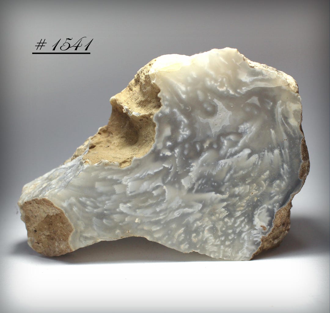 Large Block of White Plume Agate Translucent, Non-polished, Non-dyed ...