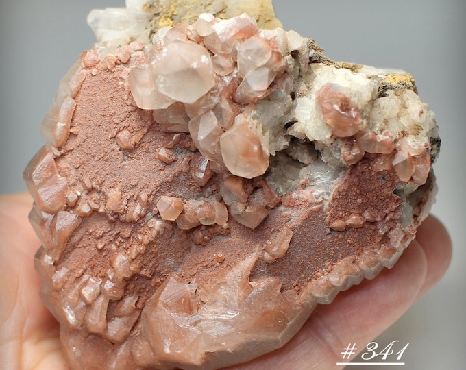 Multi-generational Dusty Rose and White Calcite Crystal Cluster, With ...