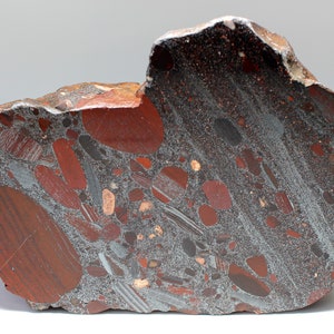 Thick Endcut of Hematite Rich, Face-polished Jasper Conglomerate ...