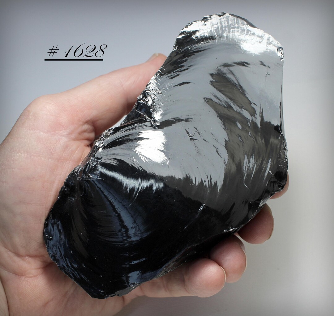 Obsidian Display Specimen - Big, Glassy Black Obsidian Cobble With ...