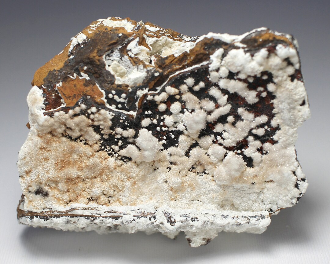 White Hydrozincite With Selenite and Limonitic Matrix From - Etsy