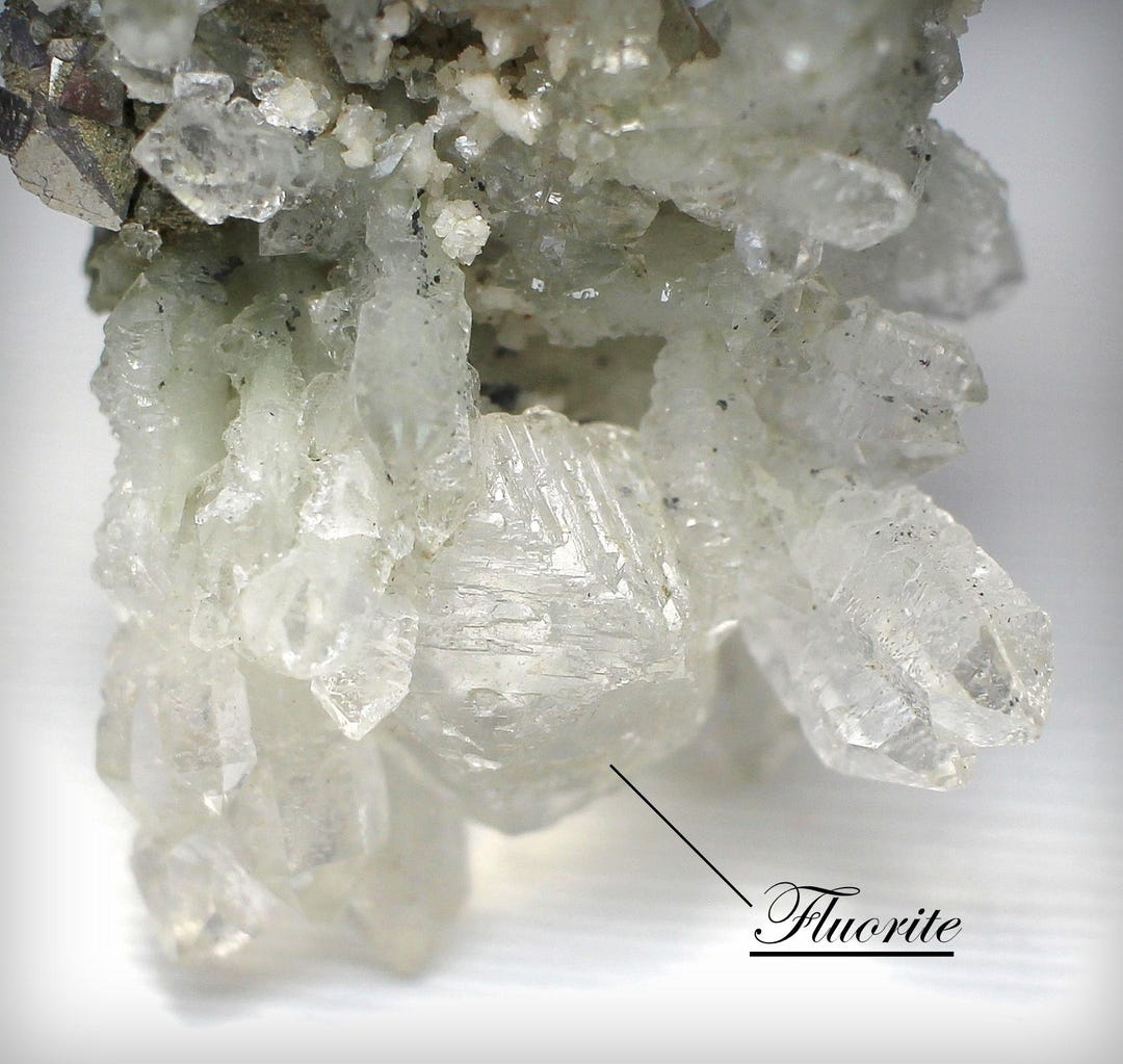 Clear, Colorless Fluorite Cube-octahedron Crystal, on Clear Quartz ...