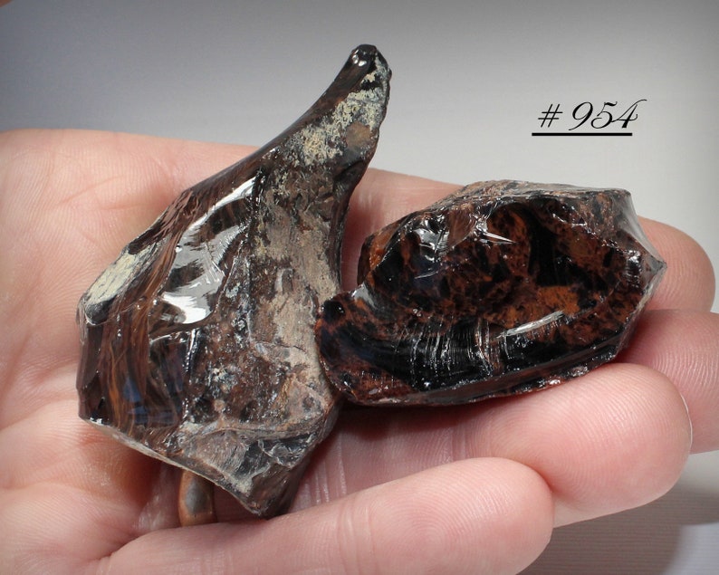 Two Glassy Mahogany Obsidian Cobbles Pictured Weathered | Etsy