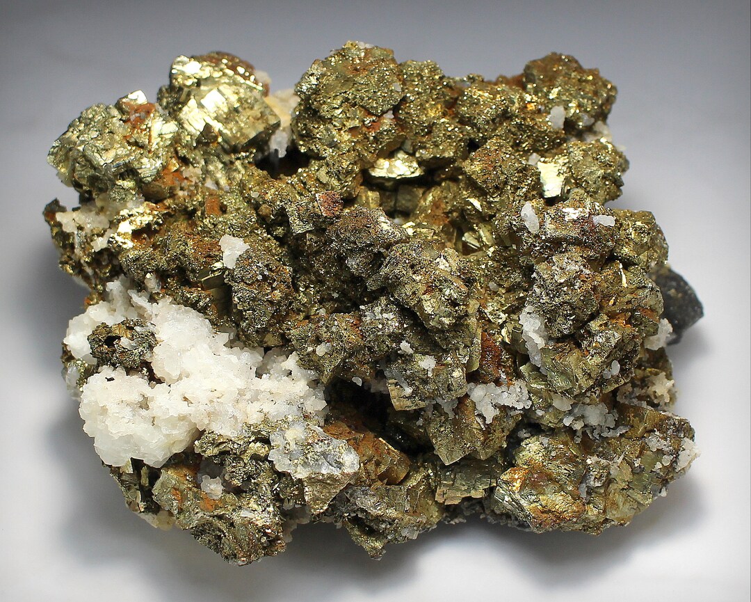 Large Pyrite Chalcopyrite, Morocco - Large Cluster of Pyrite Cubes With ...