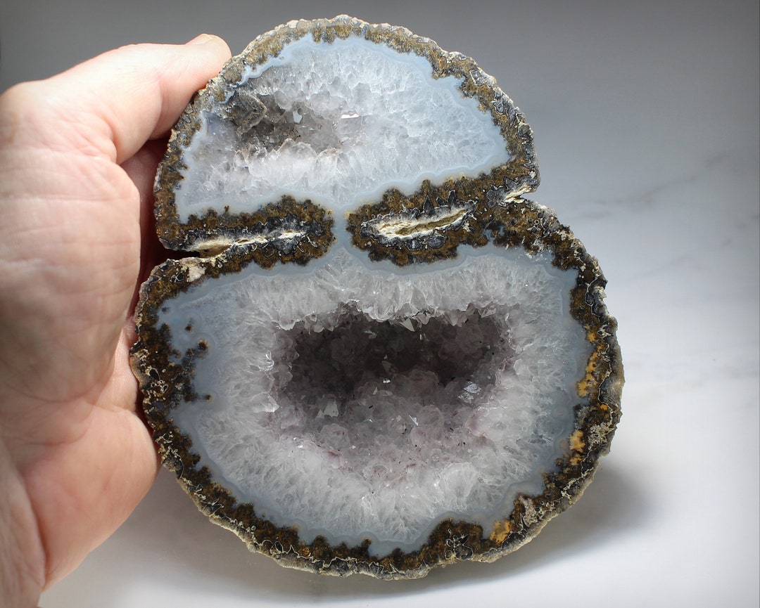 Amethyst Geode, Polished Twin Amethyst Geode Half With Pareidolia Face ...