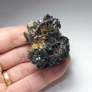Jackstraw Golden Rutile Needles in Bright, Shiny Hematite Mineral ...