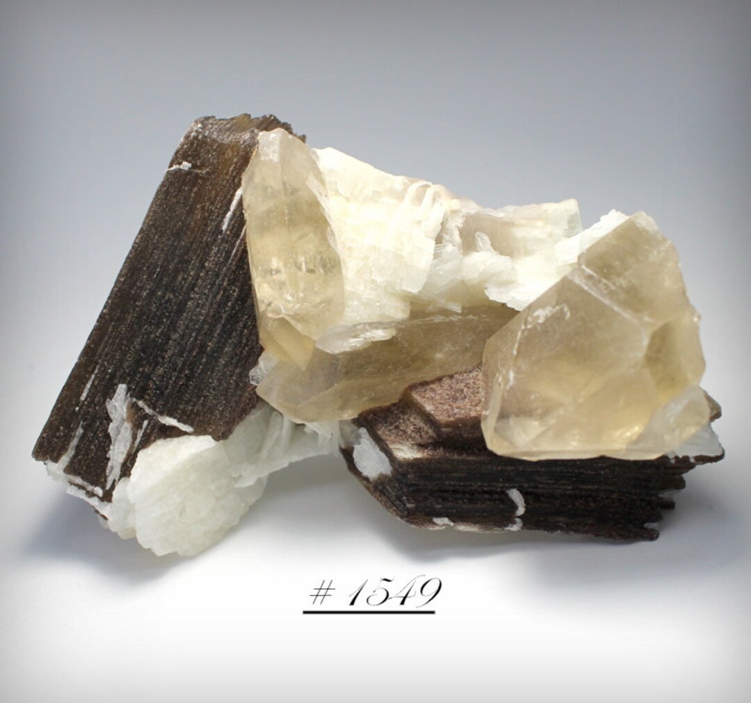 Large UNIQUE Smoky-citrine Quartz Crystals With Massive Books of Muscovite Mica and Albite ...