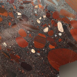 Thick Endcut of Hematite Rich, Face-polished Jasper Conglomerate ...