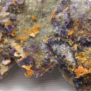 Fluorite, Wulfenite Violet Fluorite With Orange Wulfenite Crystals ...