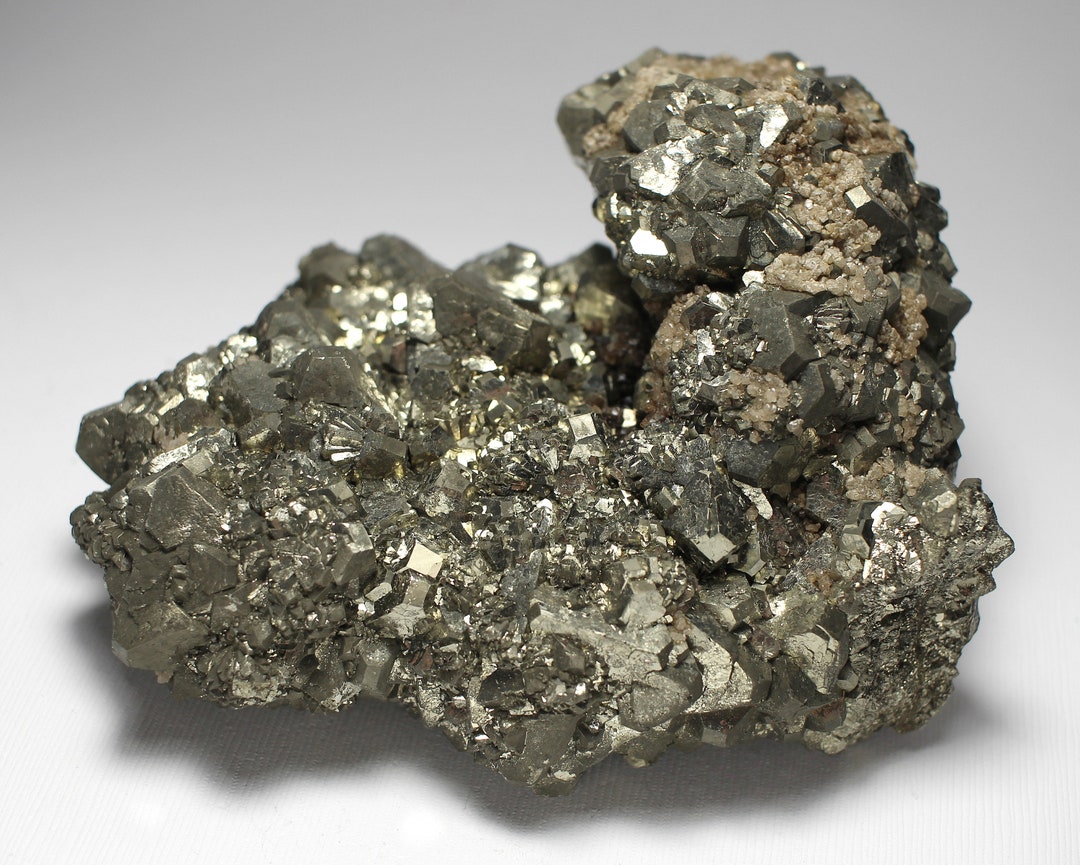 Very Nice Pyrite, Marcasite, and Calcite Mineral Specimen, From the ...