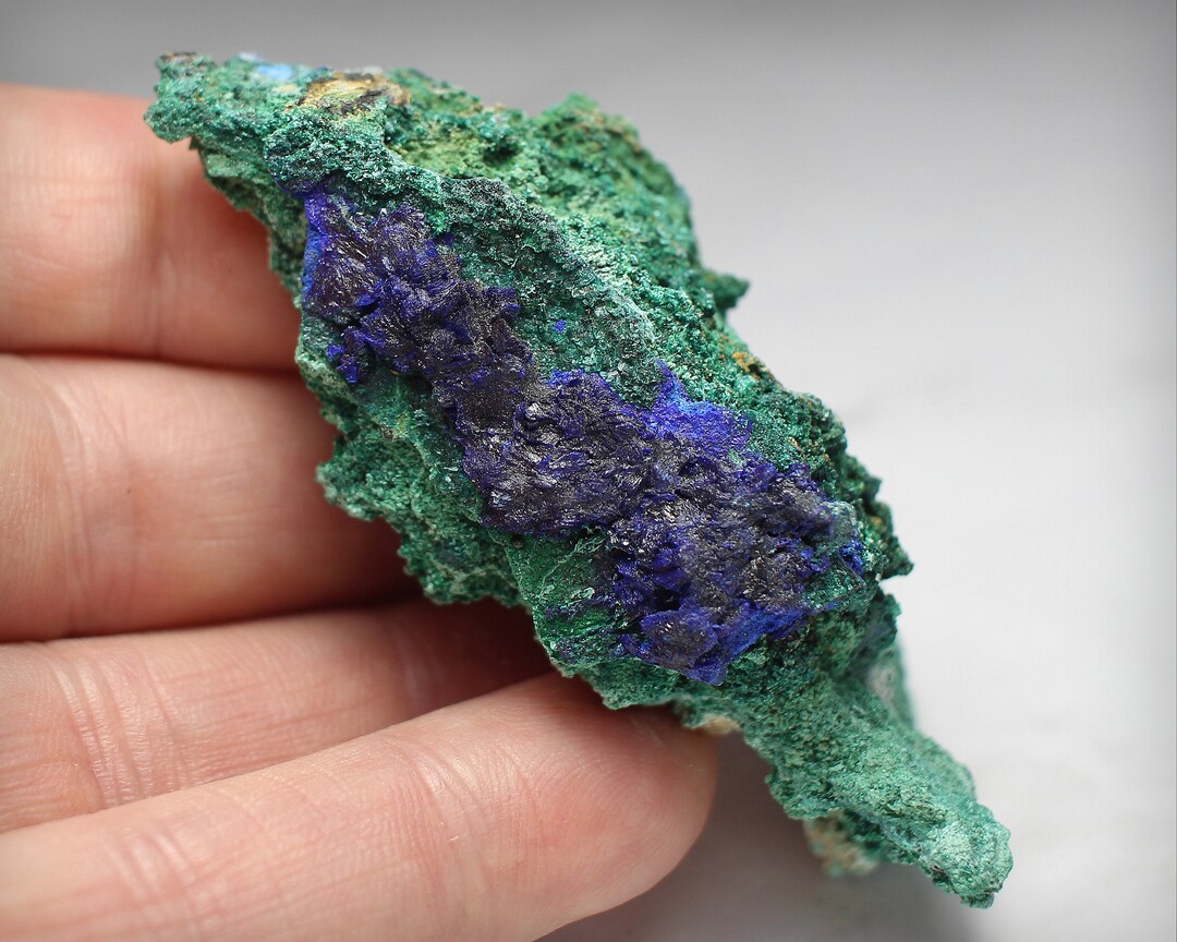 Blue Azurite With Green Brochantite, From Coconino County, Arizona, USA ...