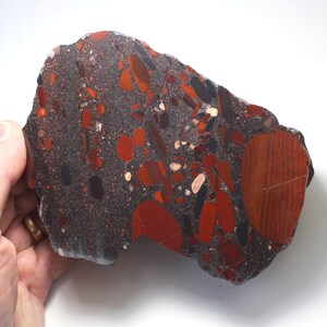 Thick Endcut of Hematite Rich, Face-polished Jasper Conglomerate ...
