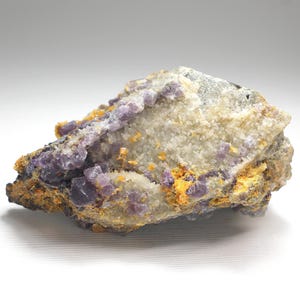 Fluorite, Wulfenite Violet Fluorite With Orange Wulfenite Crystals ...
