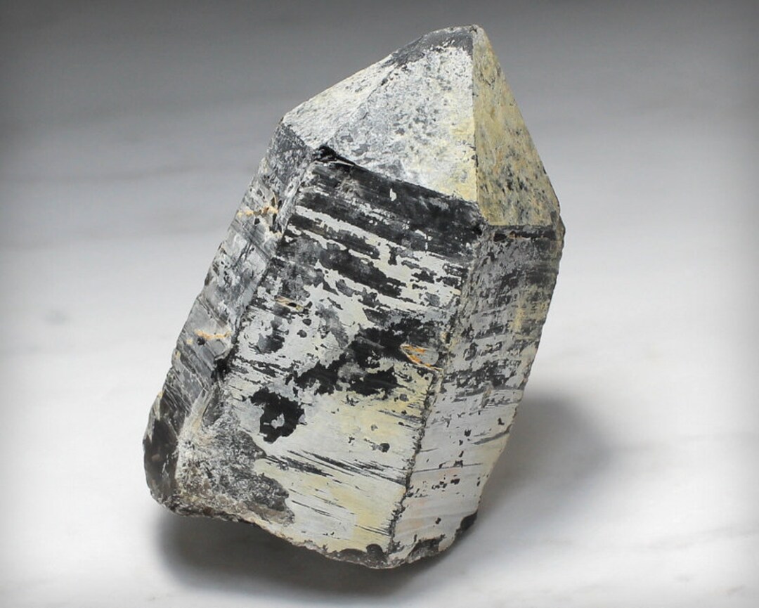 Black Smoky Quartz Crystal With Muscovite var: Sericite Druse Large ...