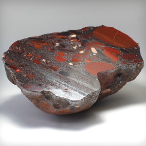 Thick Endcut of Hematite Rich, Face-polished Jasper Conglomerate ...