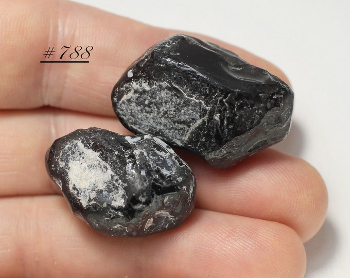 Two Apache Tears - Natural Apache Tear Obsidian Stones - Collectible ...