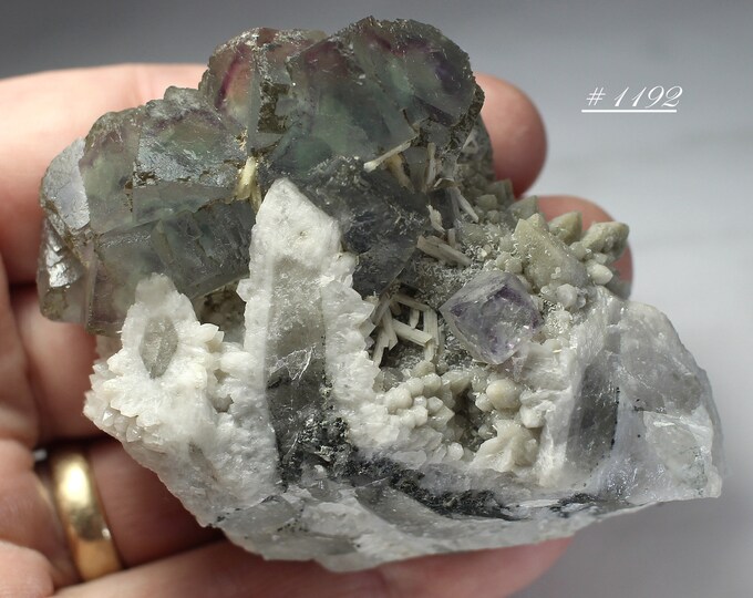 Dark Green Translucent and Clear Light-lavender Fluorite, With White ...