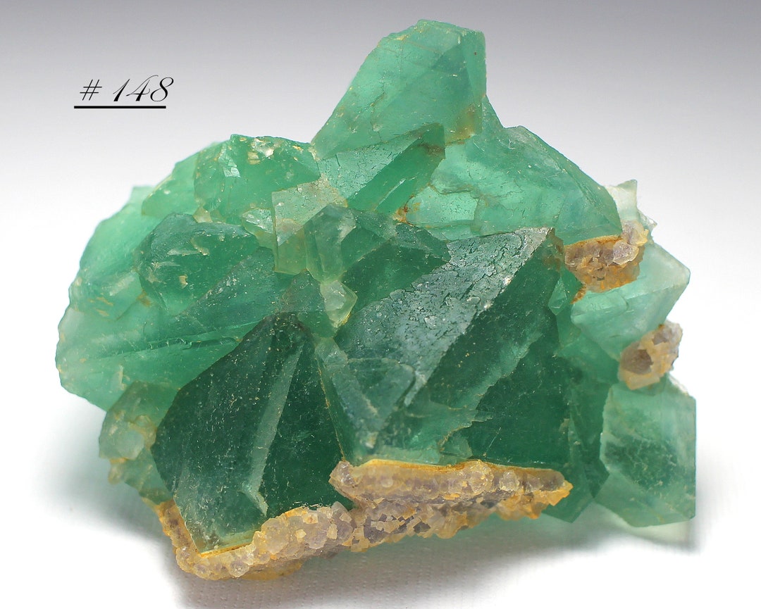 Fluorite - Translucent, Octahedral, Glassy, Green and Lilac-colored ...